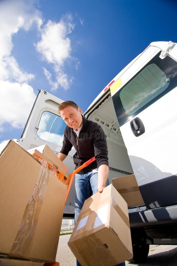 Delivery Boy with Van stock photo. Image of european - 85441596