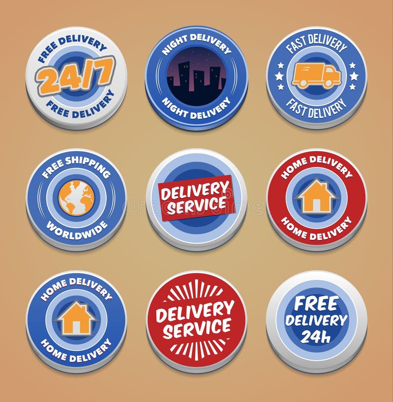 Delivery Buttons and Badges Stock Vector - Illustration of shipping ...