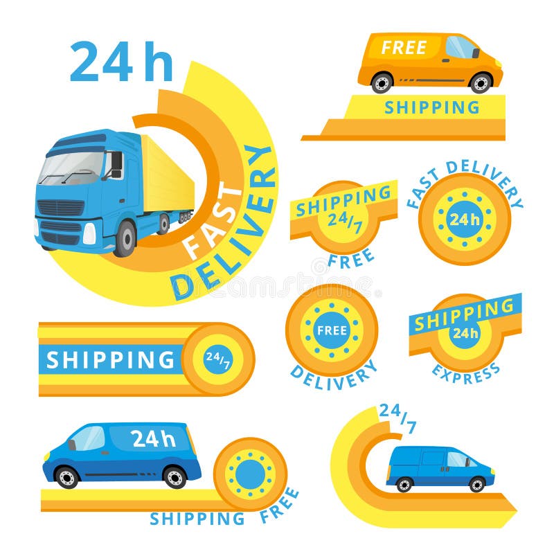 Delivery car set stock vector. Illustration of freight - 44290980