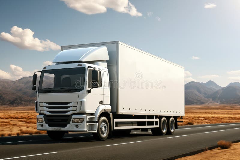 Delivery Cargo Truck with Long Empty Trailer with Mockup Space on ...