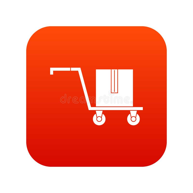 Delivery Cart with Box Icon Digital Red Stock Vector - Illustration of ...