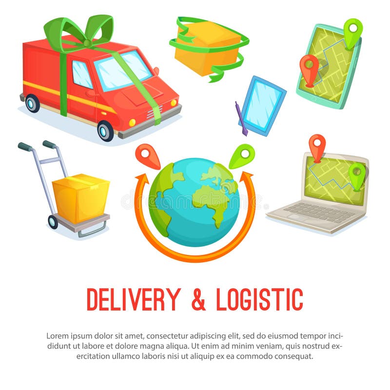 Delivery and Catoon Objects. Vector Illustration Stock Vector ...