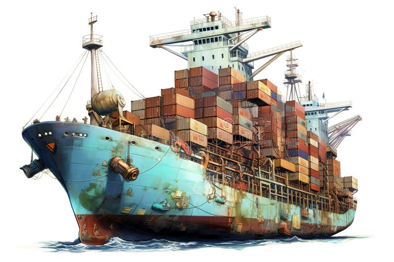 Delivery Concept. Cargo Ship Isolated on White Background Stock ...