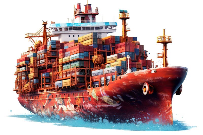 Delivery Concept. Cargo Ship Isolated on White Background Stock ...