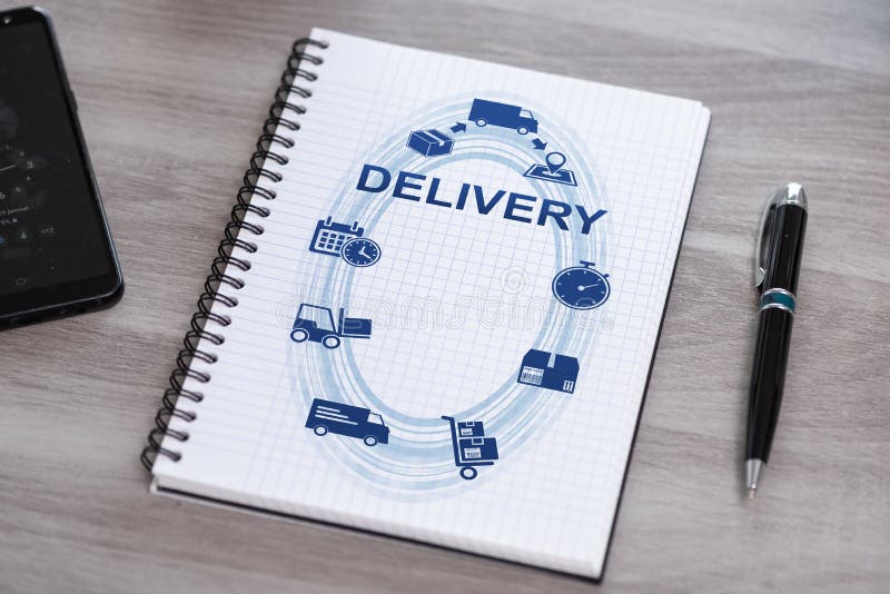 Delivery Concept on a Notepad Stock Image - Image of logistic, sale ...