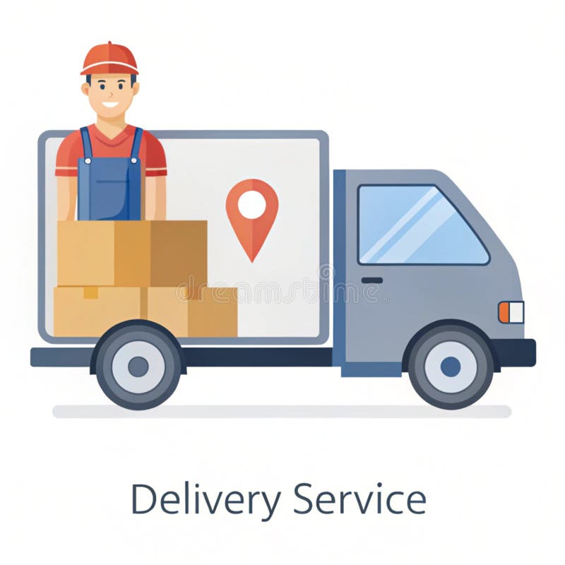 Delivery Concept in Flat Design Isolated on White Stock Illustration ...