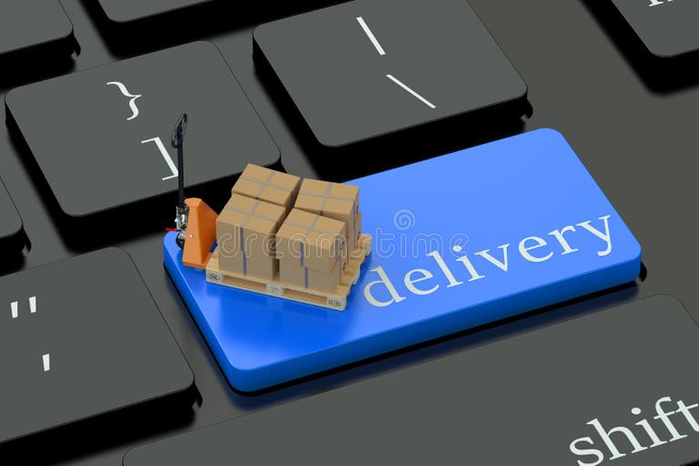 Delivery Concept on Keyboard Button Stock Illustration - Illustration ...