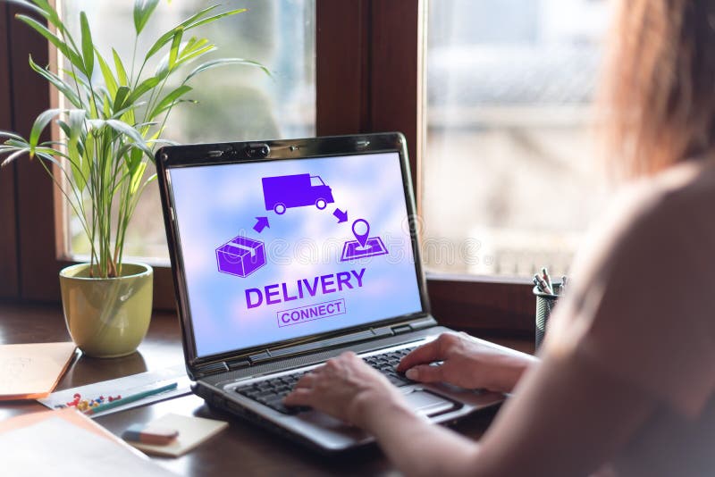 Delivery Concept on a Laptop Screen Stock Image - Image of home ...