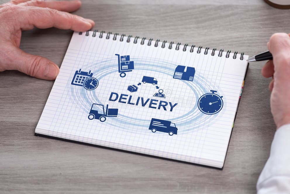 Delivery Concept on a Notepad Stock Photo - Image of package, transport ...