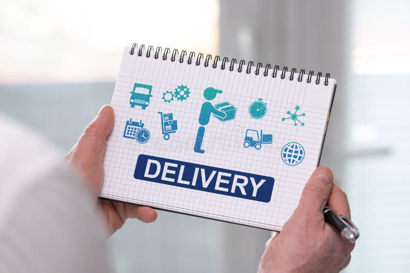 Delivery Concept on a Notepad Stock Image - Image of service, package ...