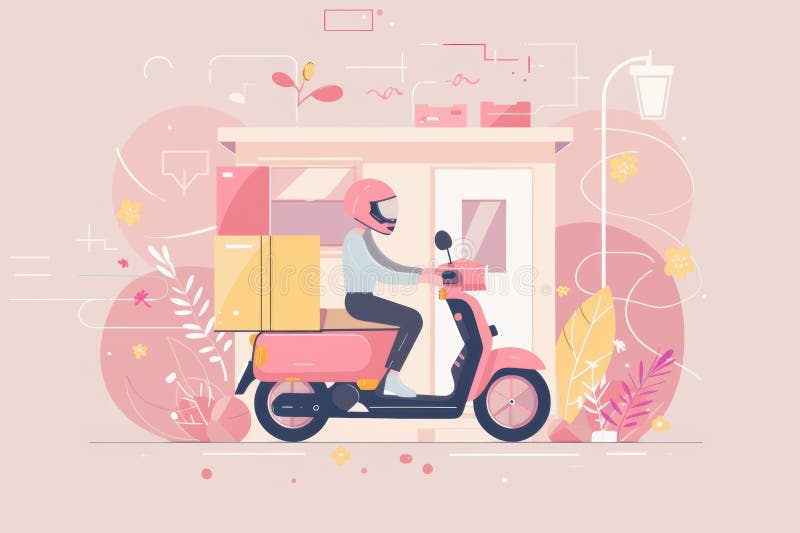 Delivery Concept: Parcels Being Transported by Courier in a Busy Urban ...