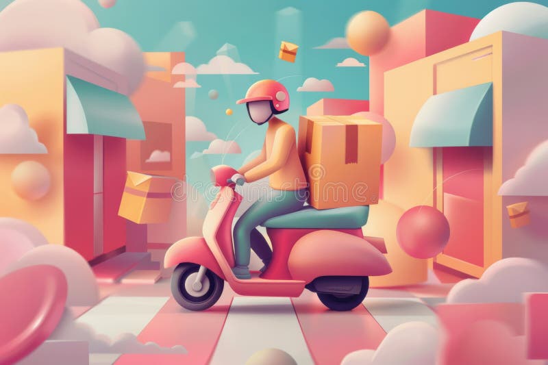 Delivery Concept: Parcels Being Transported by Courier in a Busy Urban ...