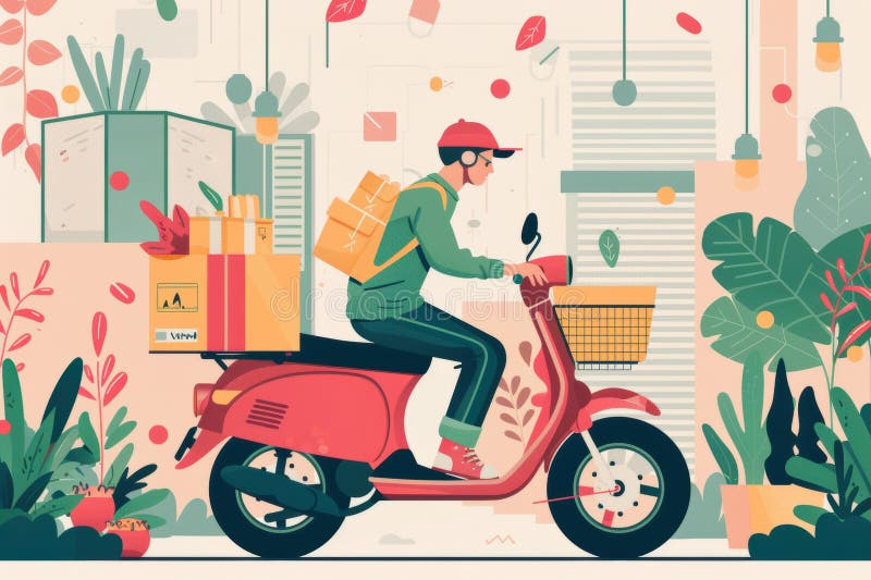 Delivery Concept: Parcels Being Transported by Courier in a Busy Urban ...