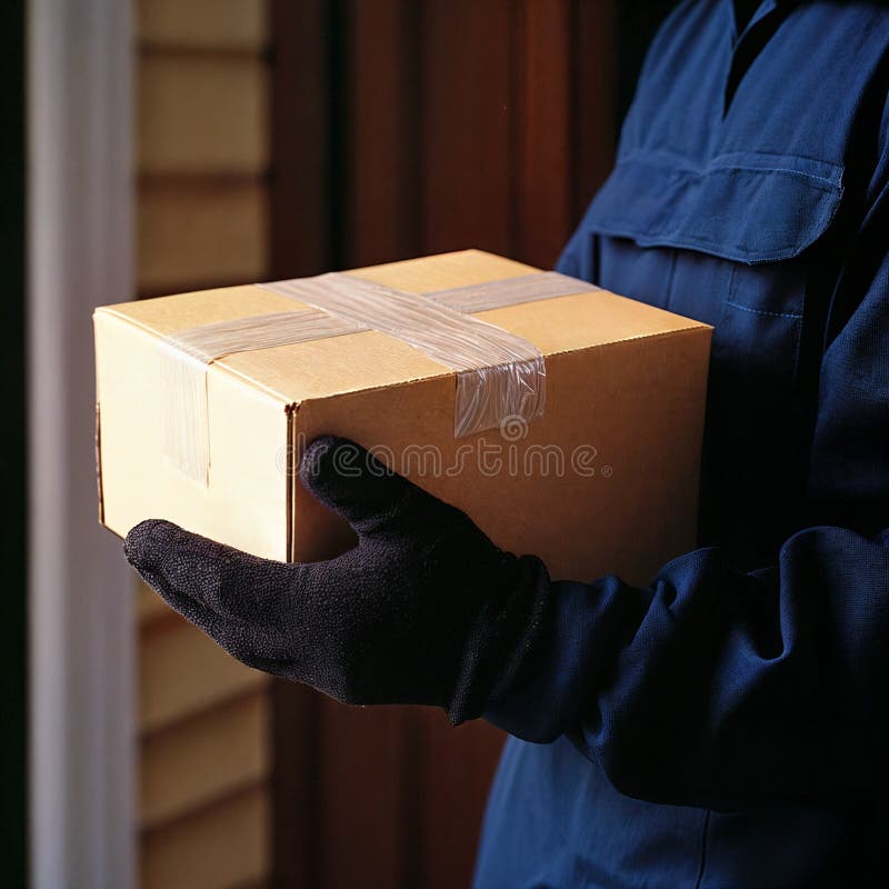 Delivery Concept. Delivery Person Holding a Package for Home Delivery ...
