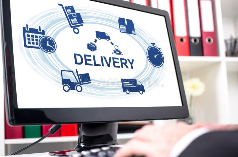 Delivery Concept on a Computer Screen Stock Image - Image of computer ...