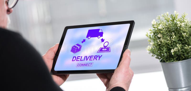 Delivery Concept on a Tablet Stock Photo - Image of vehicle, express ...