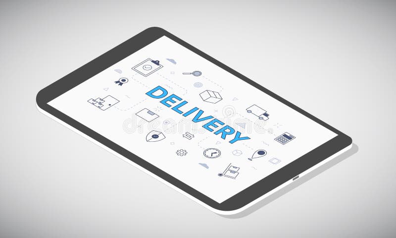 Delivery Concept on Tablet Screen with Isometric 3d Style Stock ...
