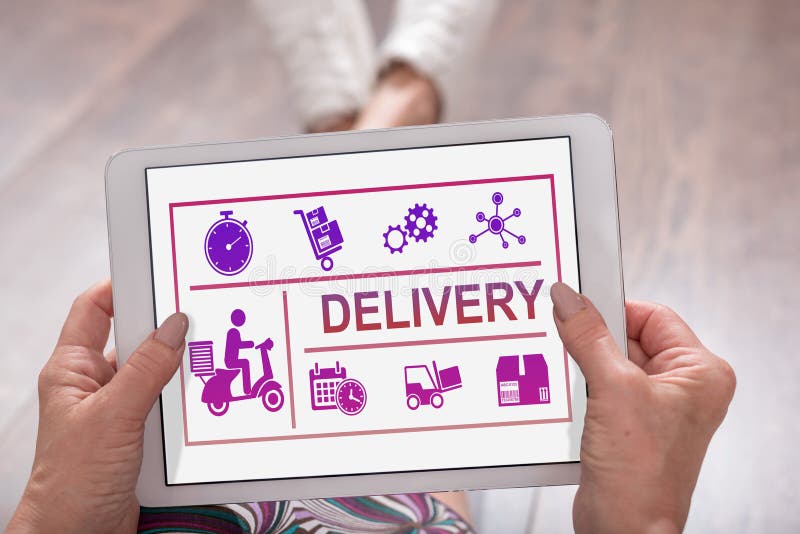 Delivery Concept on a Tablet Stock Photo - Image of package, express ...