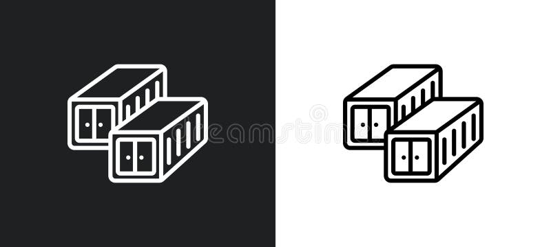 Delivery Containers Outline Icon in White and Black Colors. Delivery ...