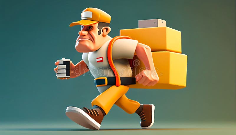 Delivery Courier Man Holding Parcel Box. Fast Online Delivery Service ...