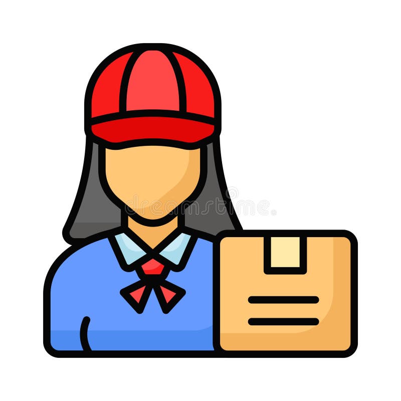Delivery Courier Woman with Parcel Box, Delivery Girl Vector, Courier ...