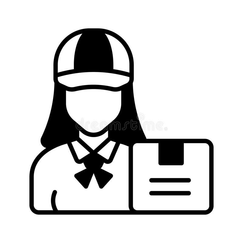 Delivery Courier Woman with Parcel Box, Delivery Girl Vector, Courier ...