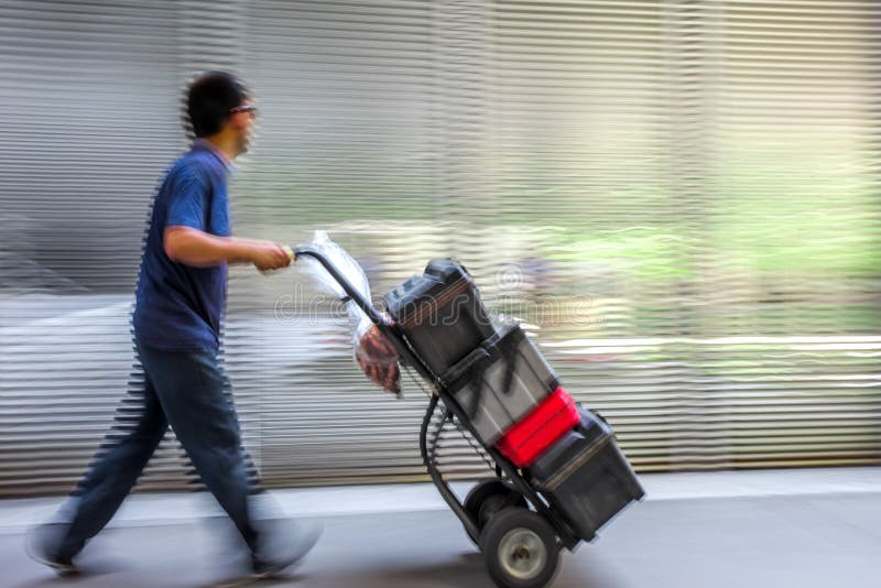 Delivery with Dolly by Hand Stock Photo - Image of messenger ...