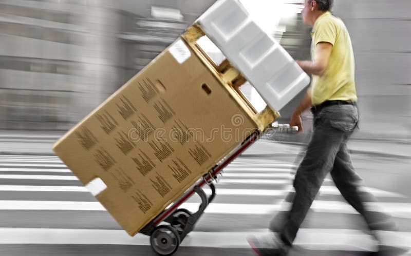 Delivery with Dolly by Hand Stock Photo - Image of modern, container ...
