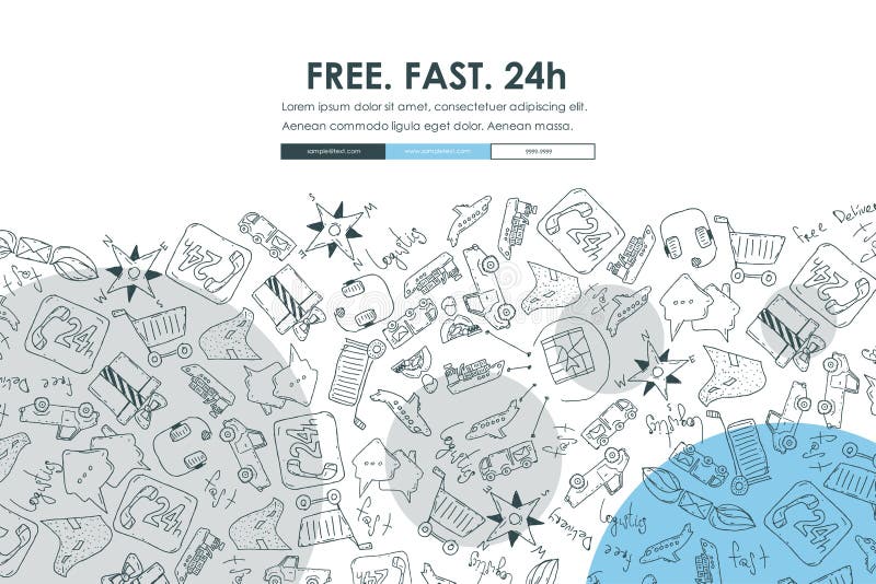 Delivery Doodle Website Template Design Stock Vector - Illustration of ...