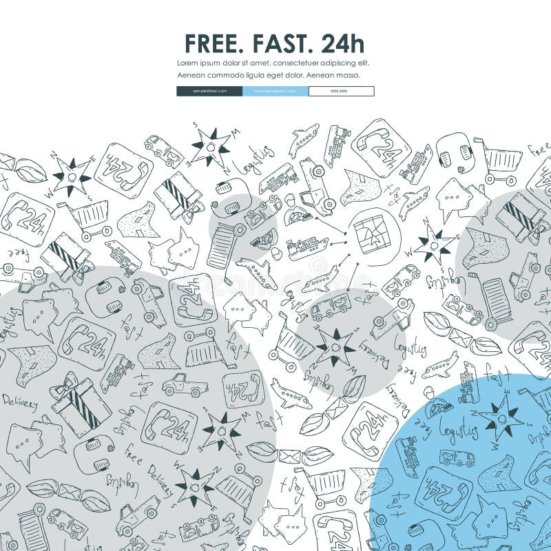 Delivery Doodle Website Template Design Stock Vector - Illustration of ...