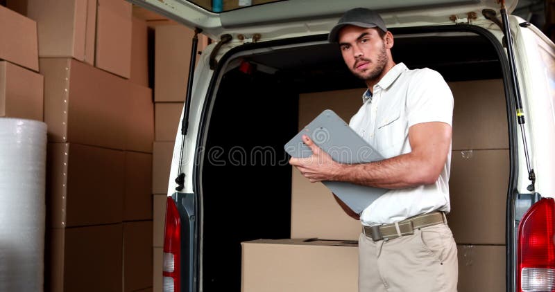 Delivery Driver Loading His Van Stock Video - Video of freight, 1080p ...
