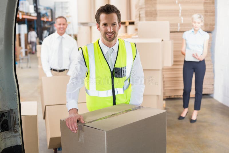 Delivery Driver Loading His Van with Boxes Stock Photo - Image of ...