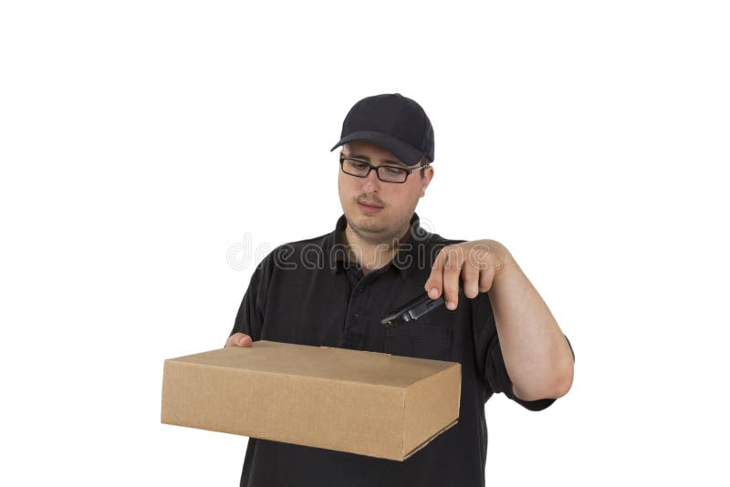 Delivery Driver Handing Out a Parcel Stock Image - Image of package ...
