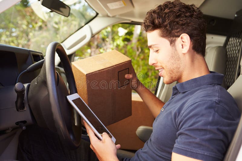 Postal Delivery Courier Delivering Stock Image - Image of handsome ...