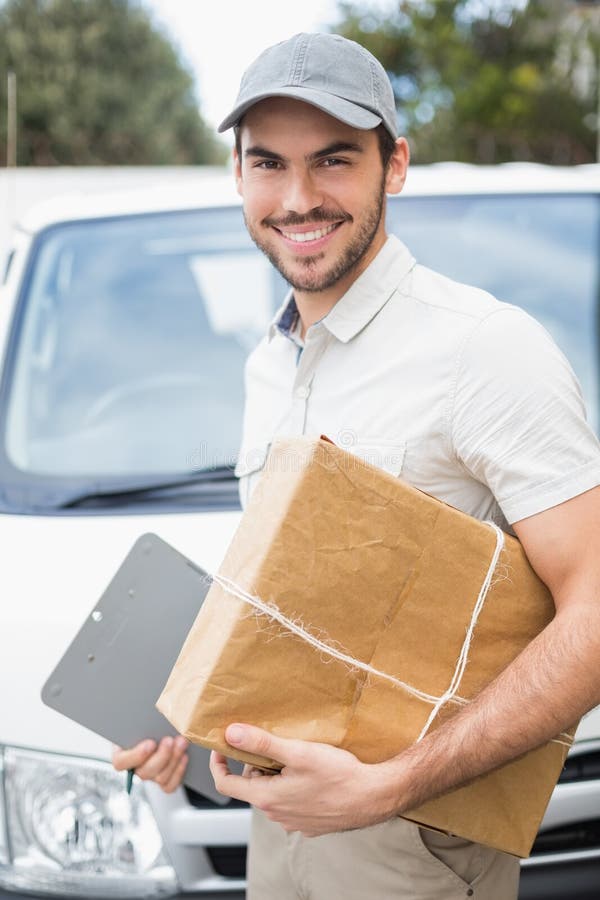 Delivery Driver Smiling at Camera by His Van Stock Image - Image of ...