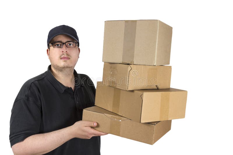 Delivery Driver Handing Out a Parcel Stock Image - Image of package ...