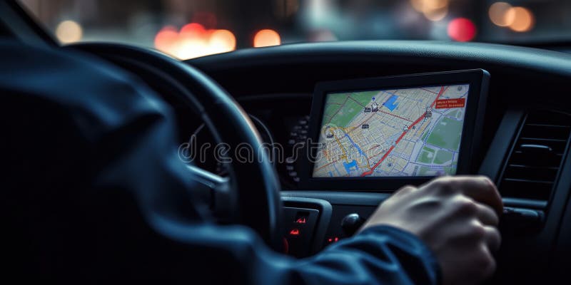 A Delivery Driver Using Gps Navigation To Optimize Their Route, Concept ...