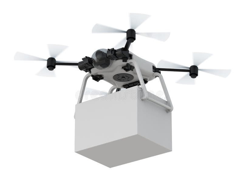 Delivery drone with box stock illustration. Illustration of crate ...