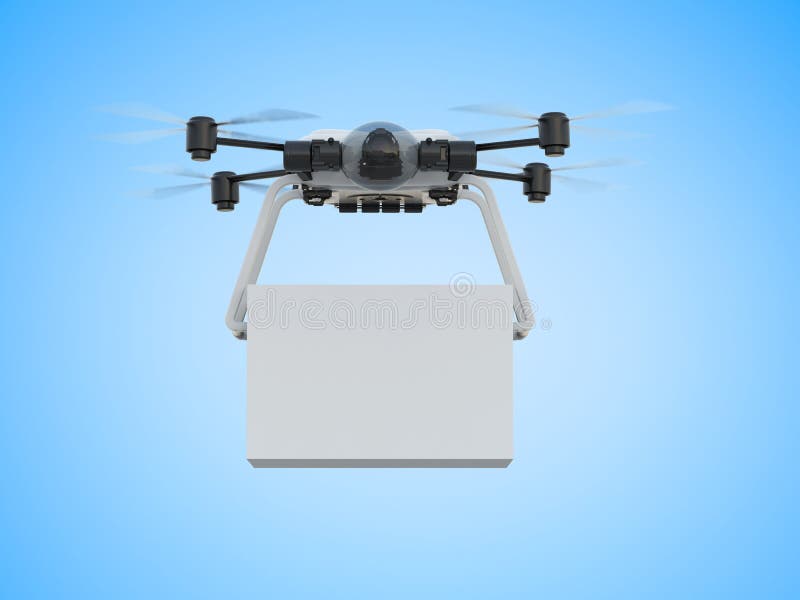 Delivery drone with box stock illustration. Illustration of hover ...