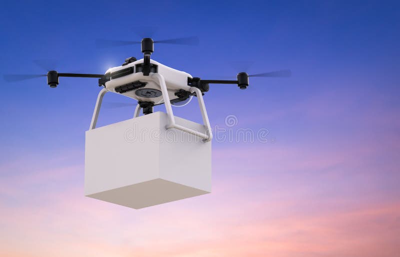 Delivery drone with box stock photo. Image of helicopter - 83853942
