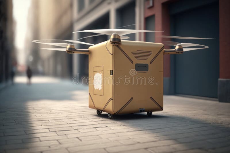 Delivery Drone with Box, Generative AI Stock Illustration ...