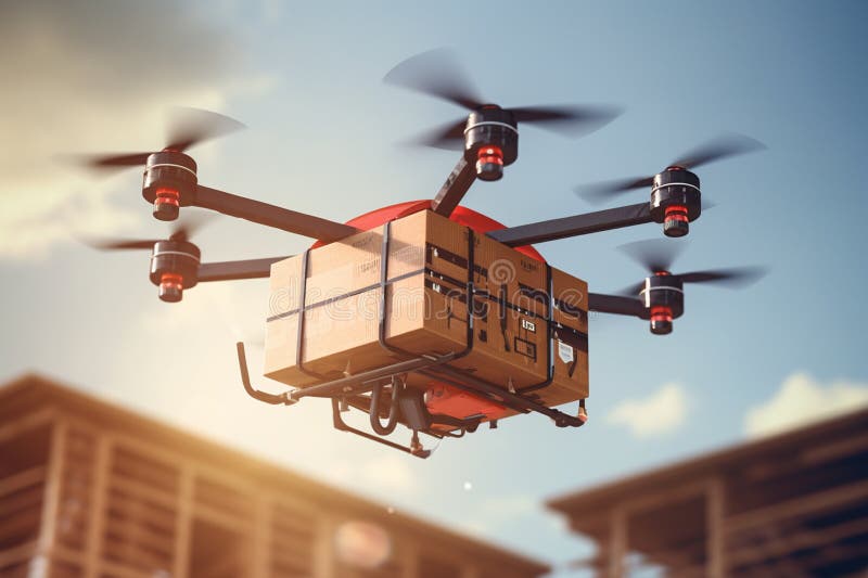 Delivery Drone with the Cardboard Box Created with Generative Ai Tools ...