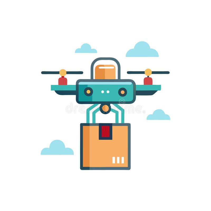 Delivery Drone Concept with Cloud Background, Modern Shipping and ...