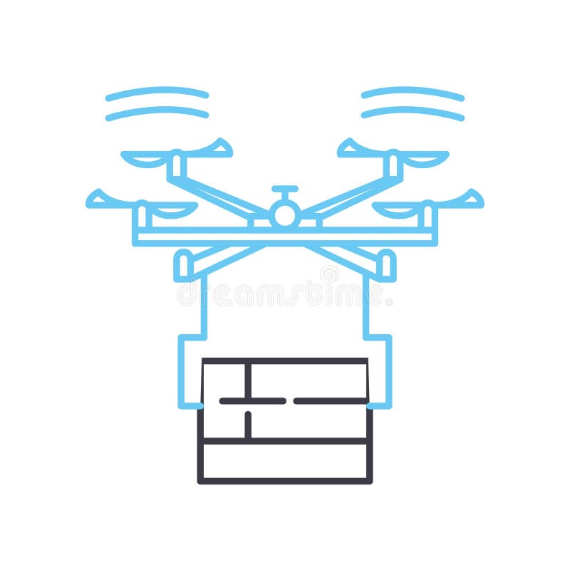 Delivery Drone Line Icon, Outline Symbol, Vector Illustration, Concept ...