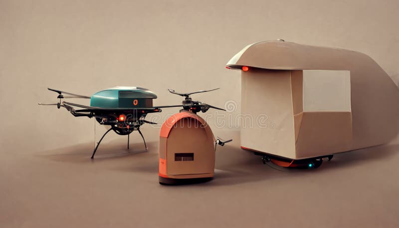 Delivery Drone with Parcel Box. Generative AI Stock Illustration ...