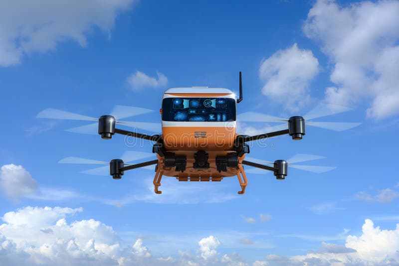 Delivery drone with box stock photo. Image of helicopter - 83853942