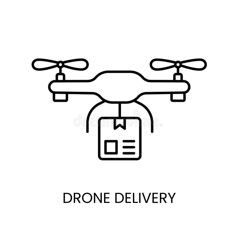 Delivery Drone, Vector Line Icon with Editable Stroke Stock Vector ...
