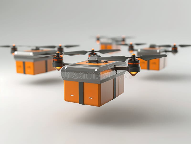 Delivery Drones in Flight stock image. Image of quadcopter - 319778073