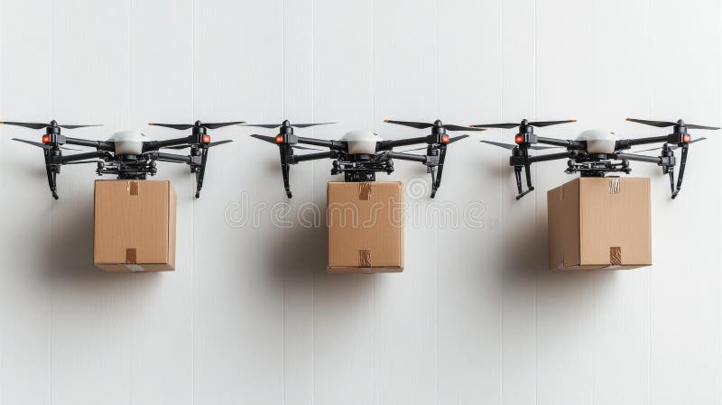 Delivery Drones with Packages Generative AI Stock Illustration ...