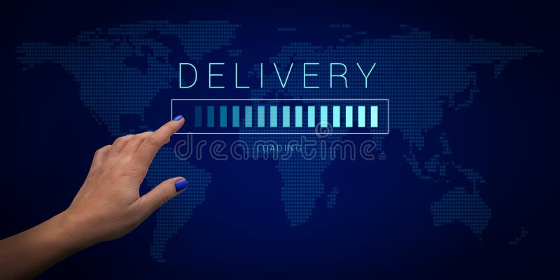 Delivery and Dynamic Loading Bar. Human Hand Activates Delivery Process ...